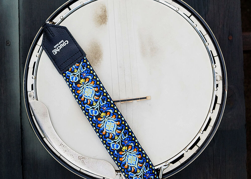 Blue Hendrix Boho Banjo Strap- Hand Made Woven Banjo Straps With Vegan ...