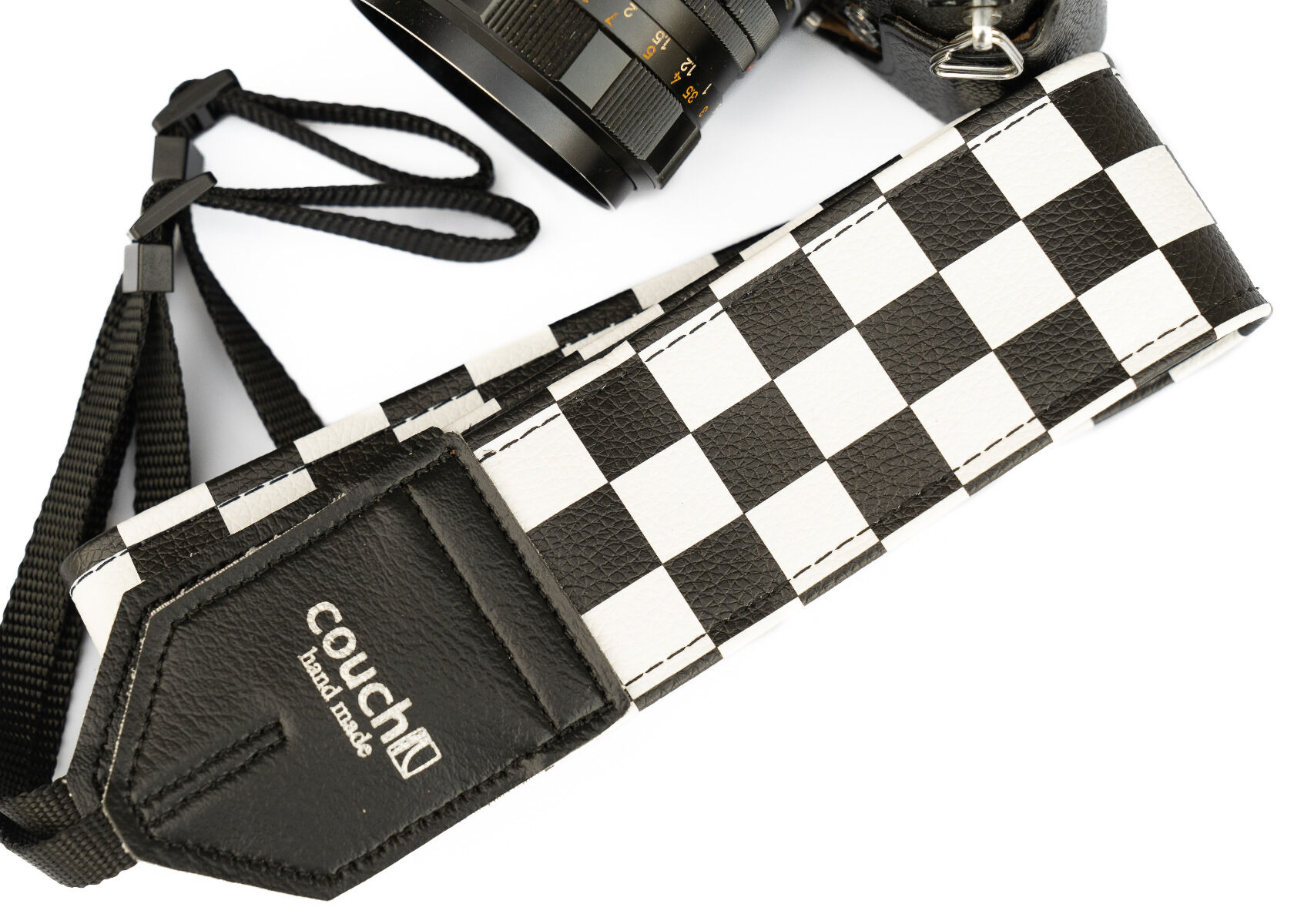Black and White Checkers Camera Strap