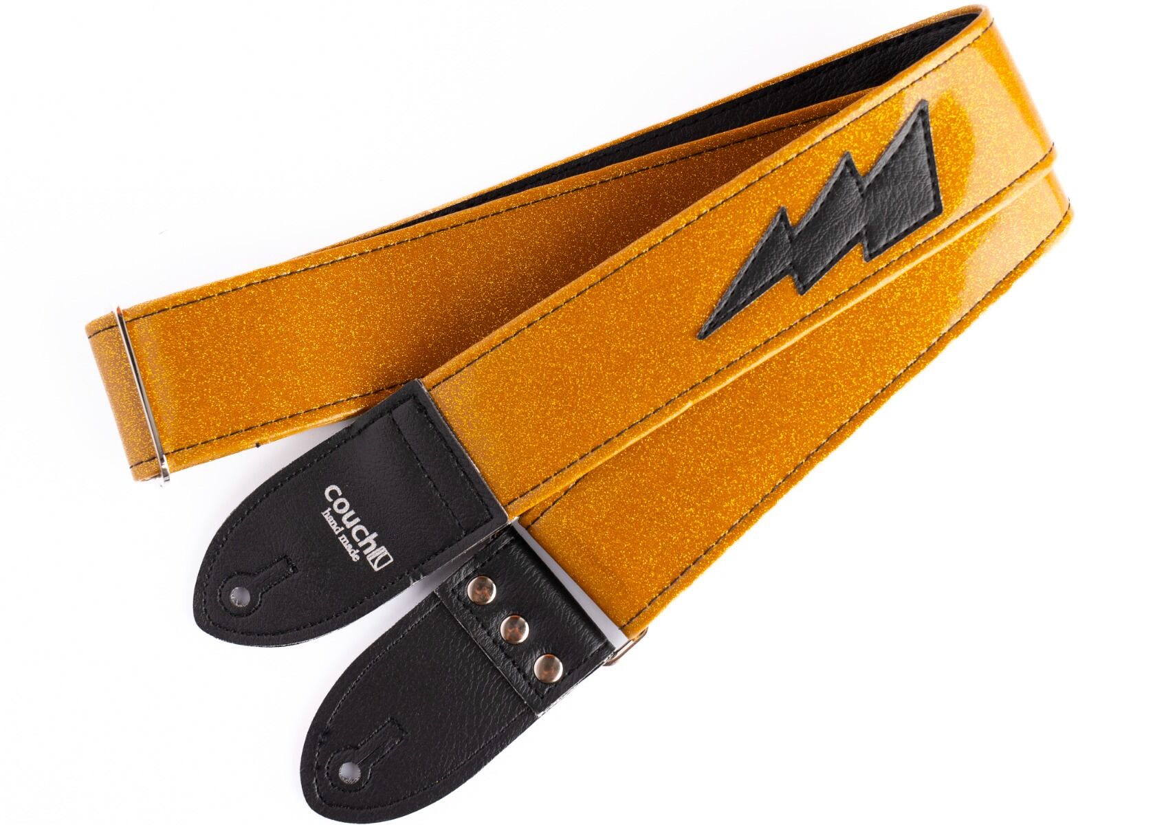 Custom Gold Sparkle Lightning Bolt Guitar Strap