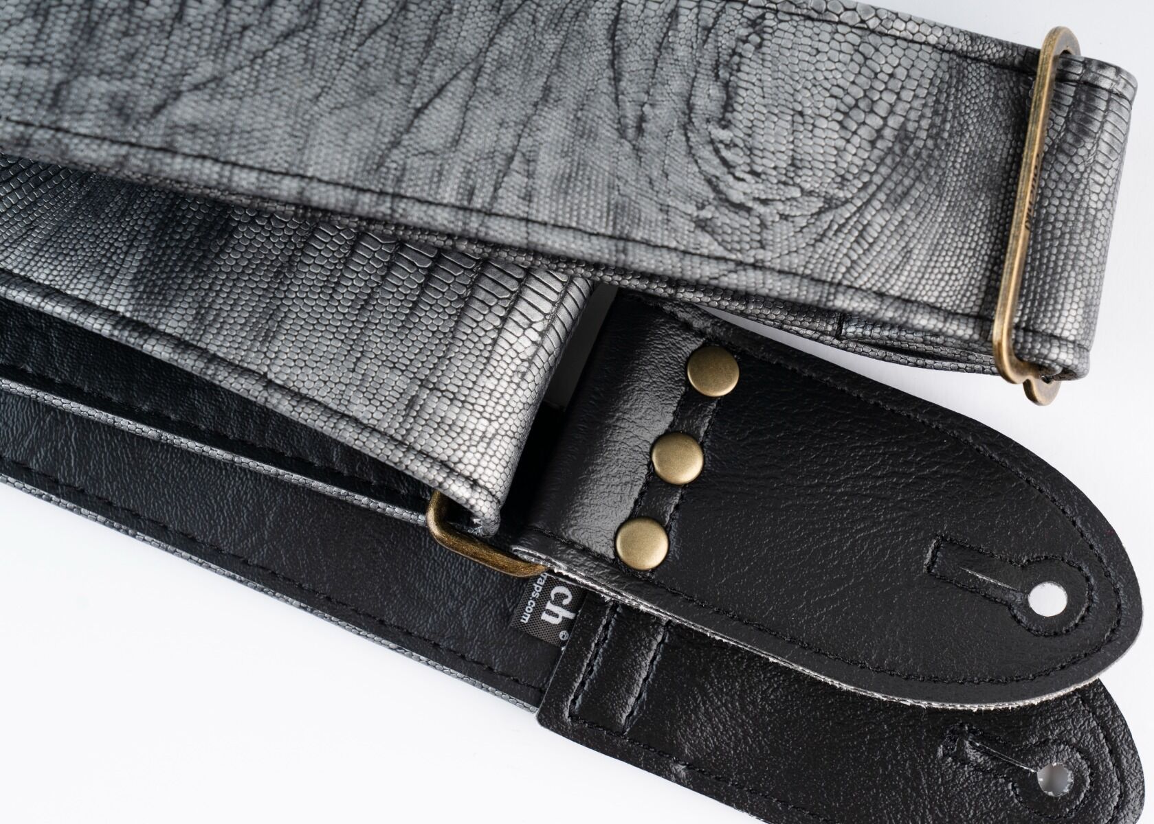 Gun Metal Faux Lizard Skin Guitar Strap