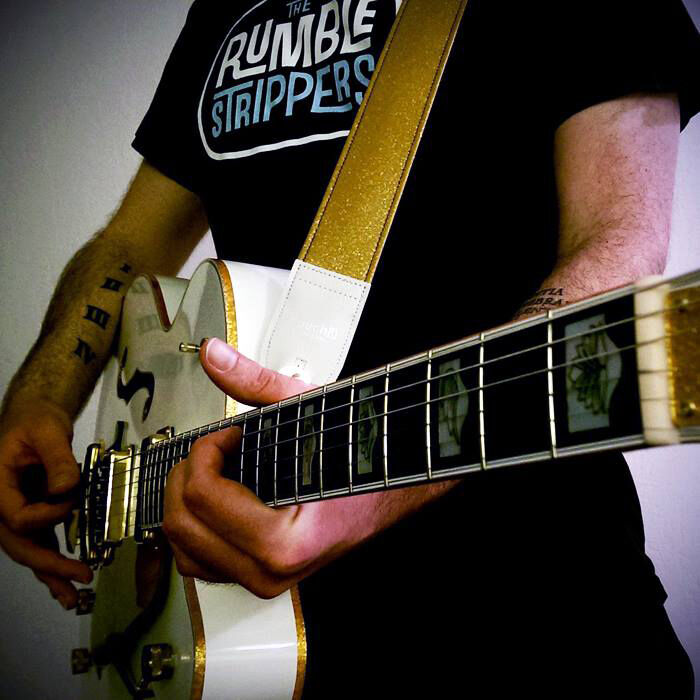 Custom Gold Sparkle Lightning Bolt Guitar Strap