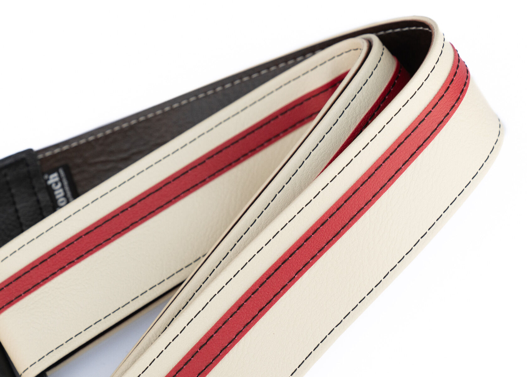 White & Red Racing Stripe Guitar Strap