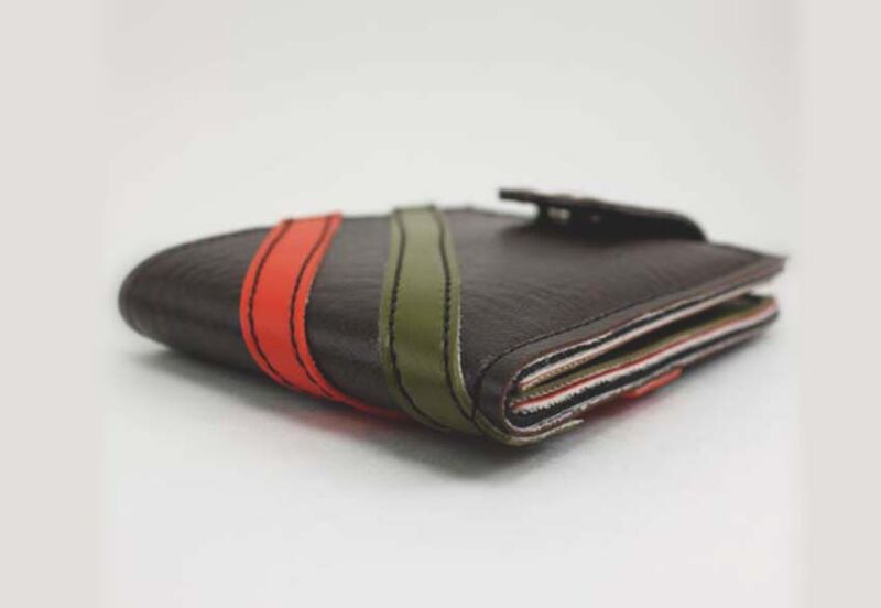 Racing Stripe Wallets by Couch- Brown w/ Orange and Army Stripes