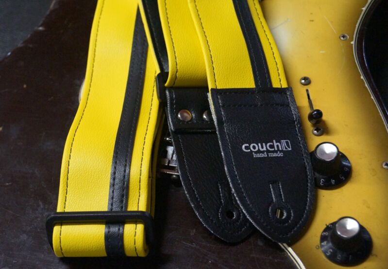 Yellow w/ Black Racer X Guitar Strap