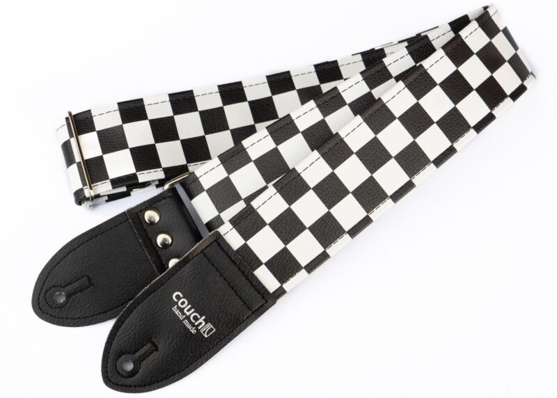 Black and White Checkers Guitar Strap