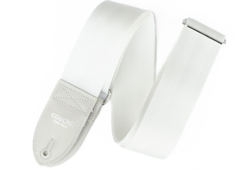 All White Seatbelt Guitar Strap