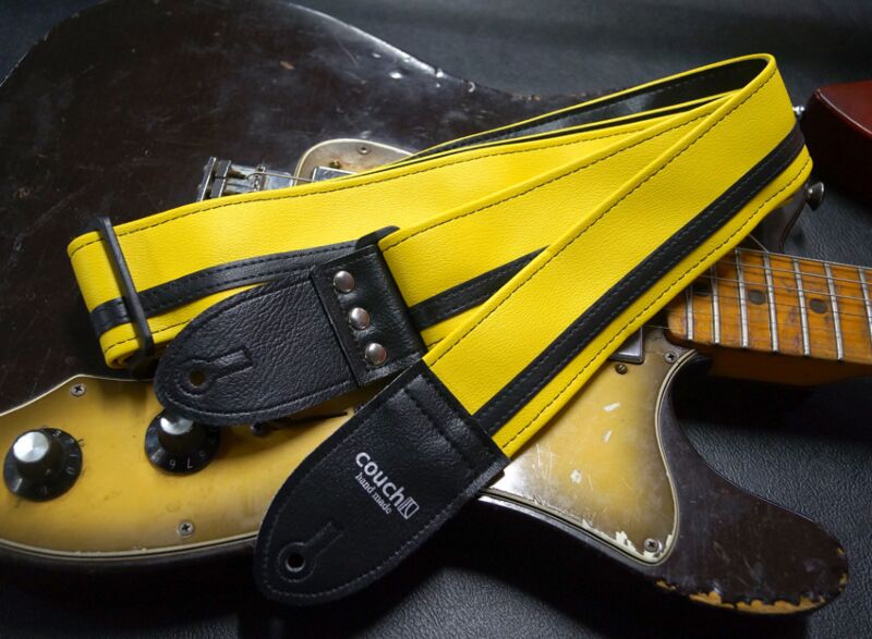 Yellow w/ Black Racer X Guitar Strap