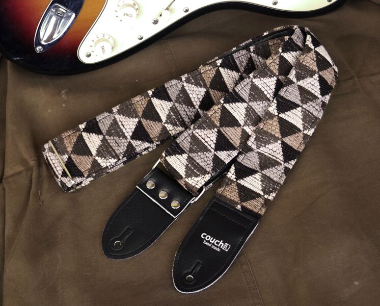 Black Triangle Pyramid Geometric Guitar Strap - 2"